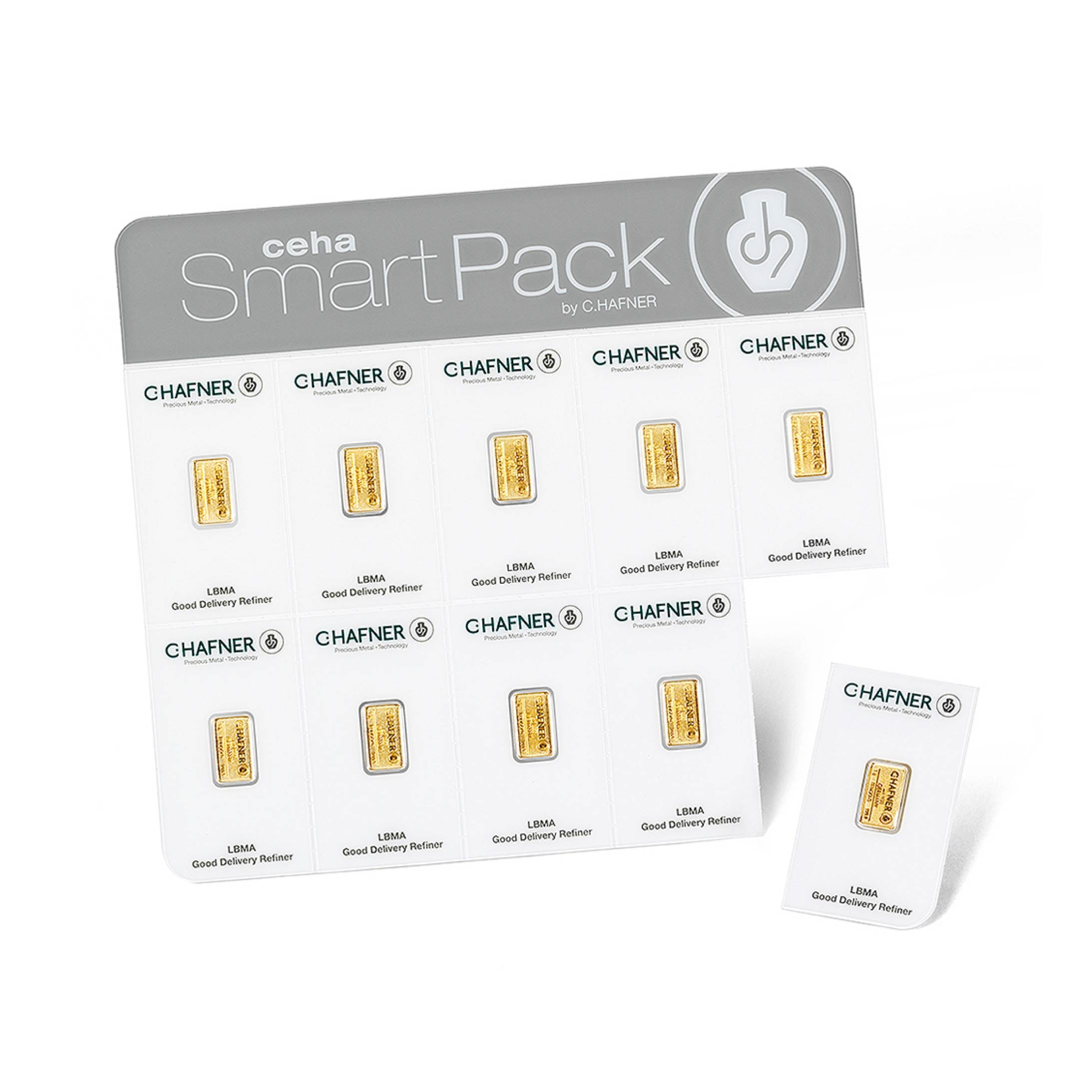 Teilbarren-Set CeHa SmartPack 10x2g - C.Hafner – Golden Rock Edelmetalle